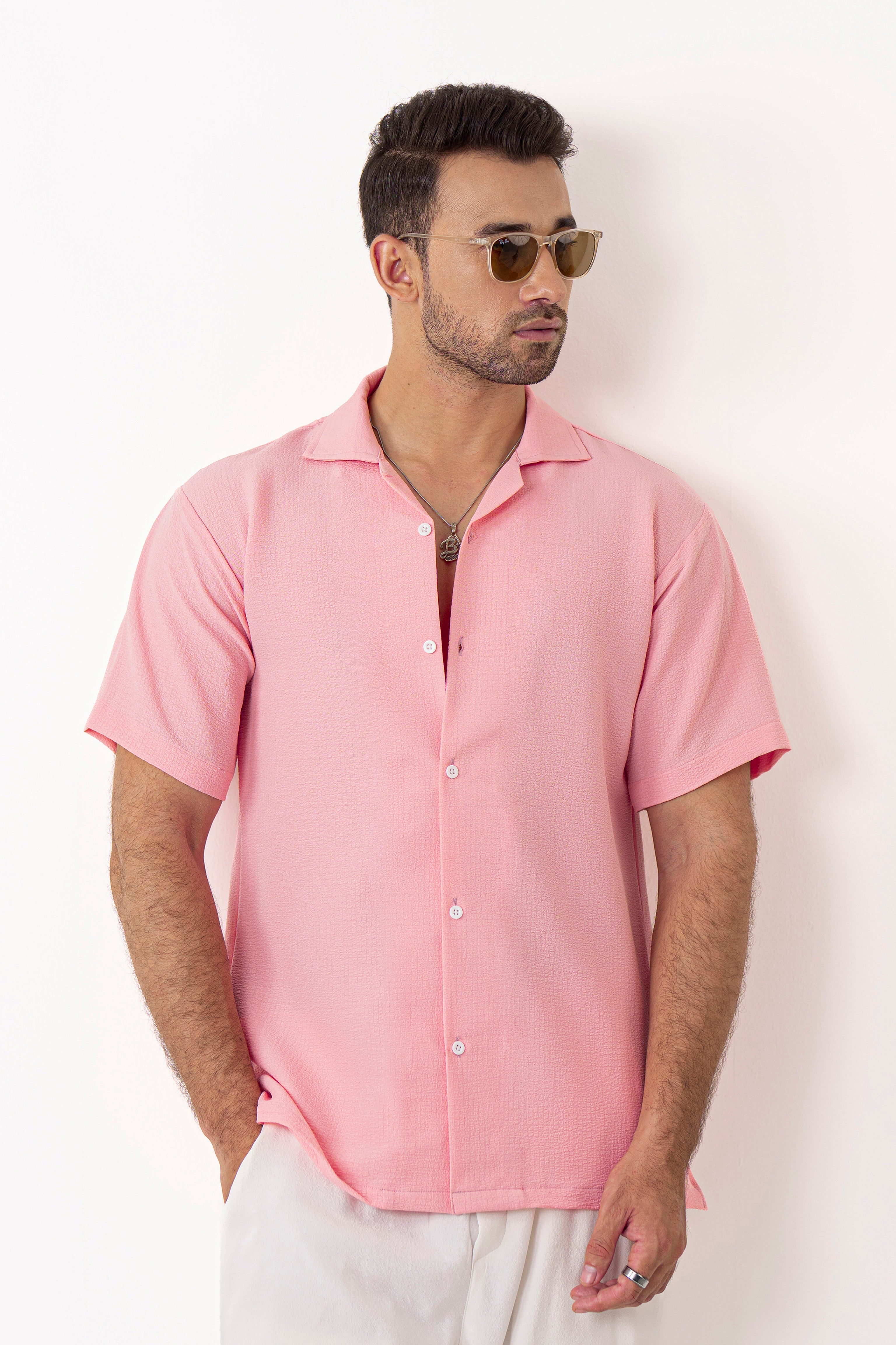 Pastel Pink Textured Shirt