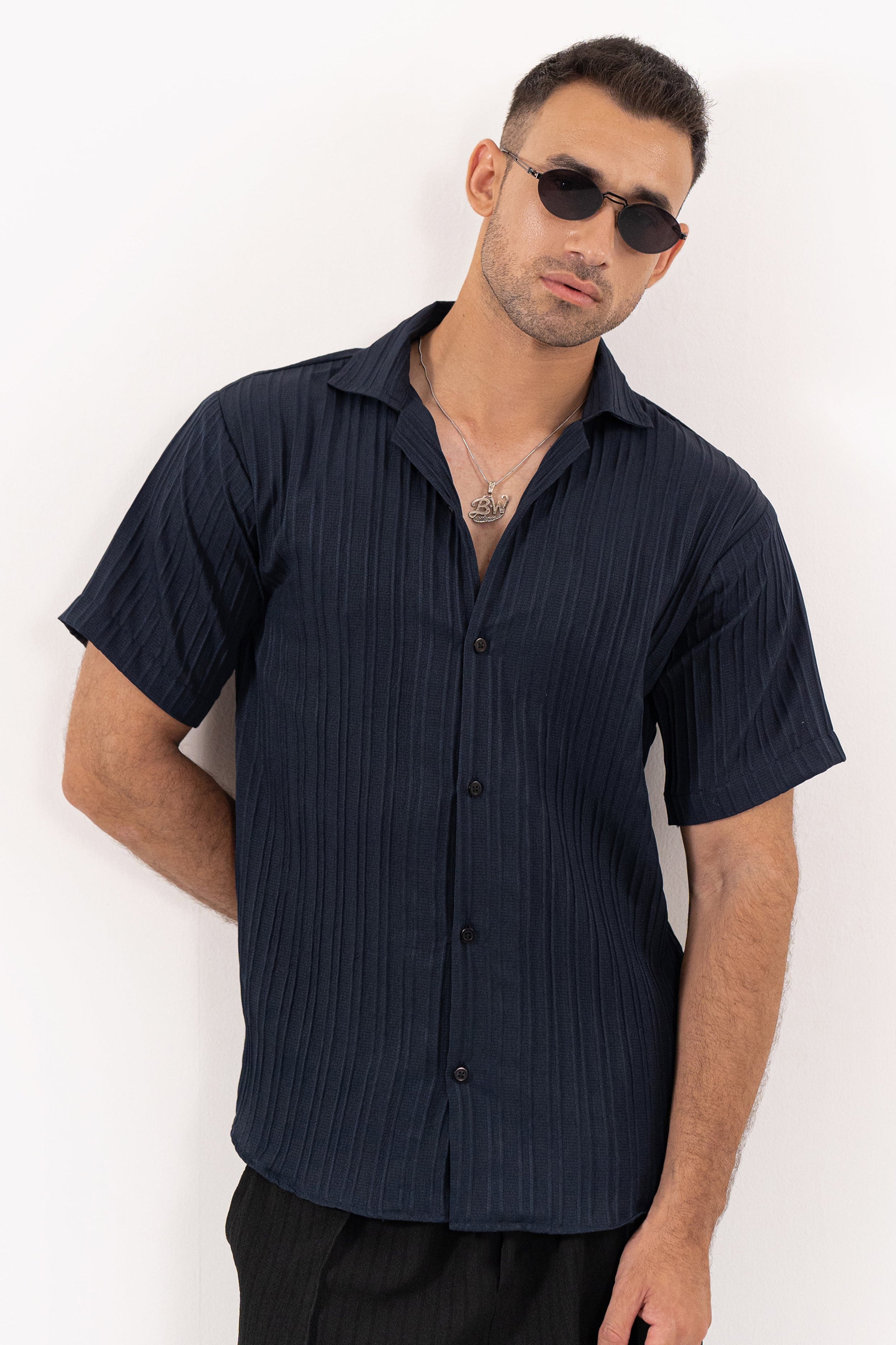 Navy Threaded Shirt